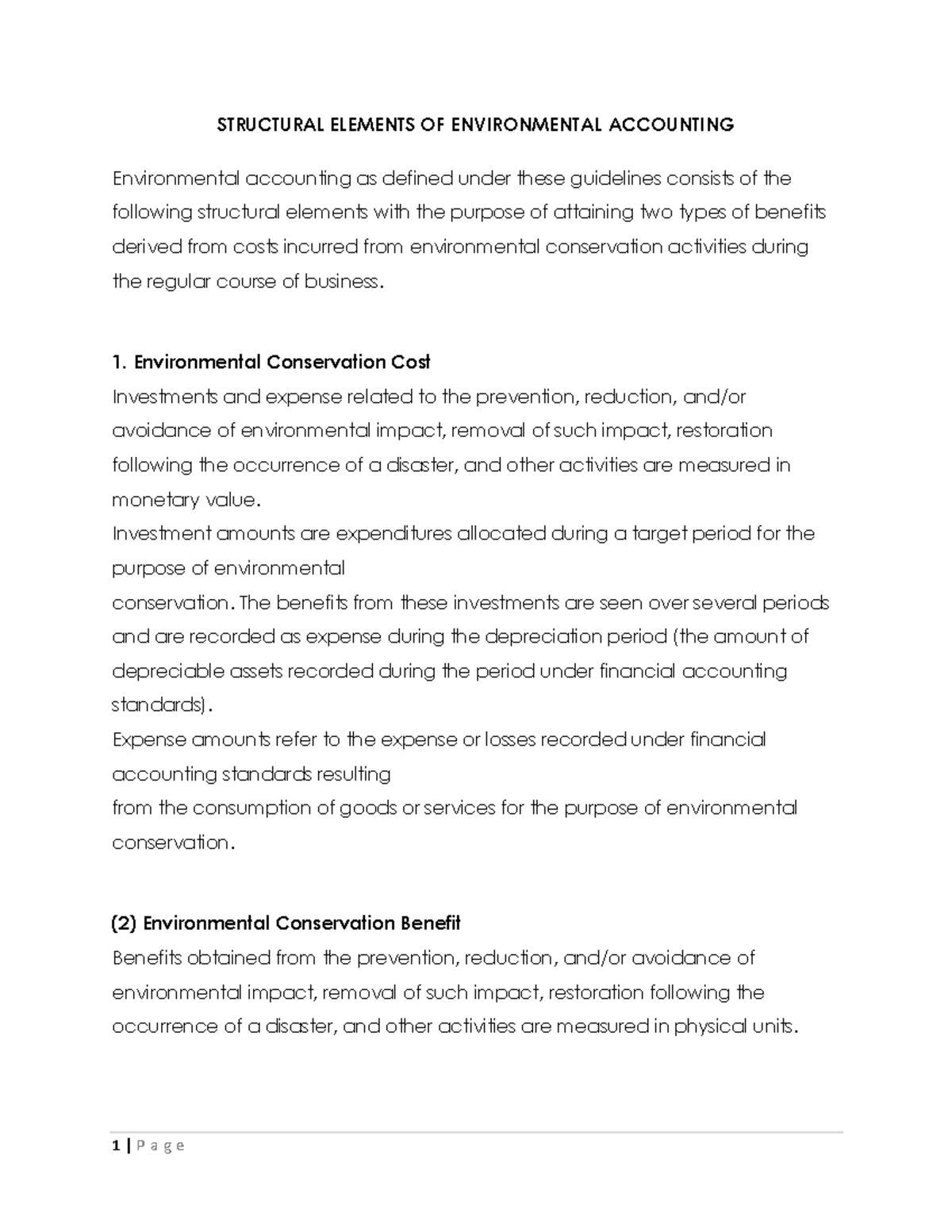 Structural Elements OF Environmental Accounting - STRUCTURAL ELEMENTS ...