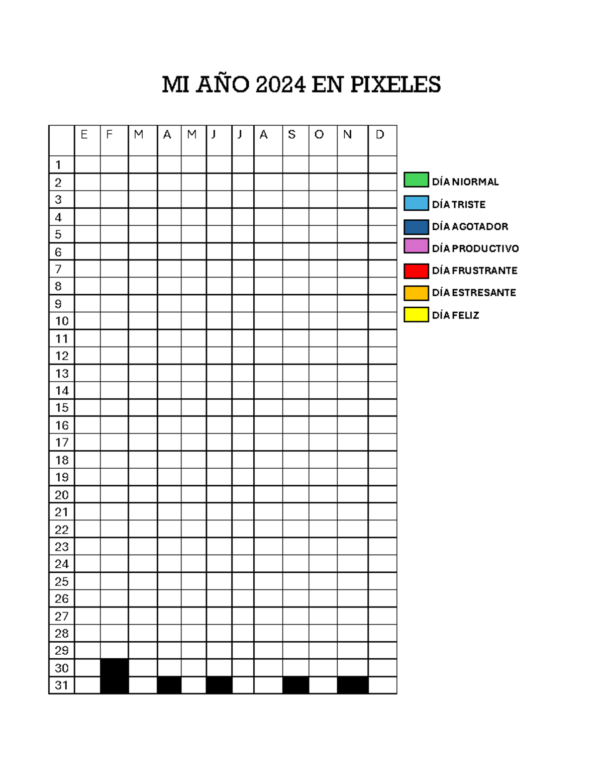 Calendario emociones en Pixeles 2024 - Intervención en salud mental ...