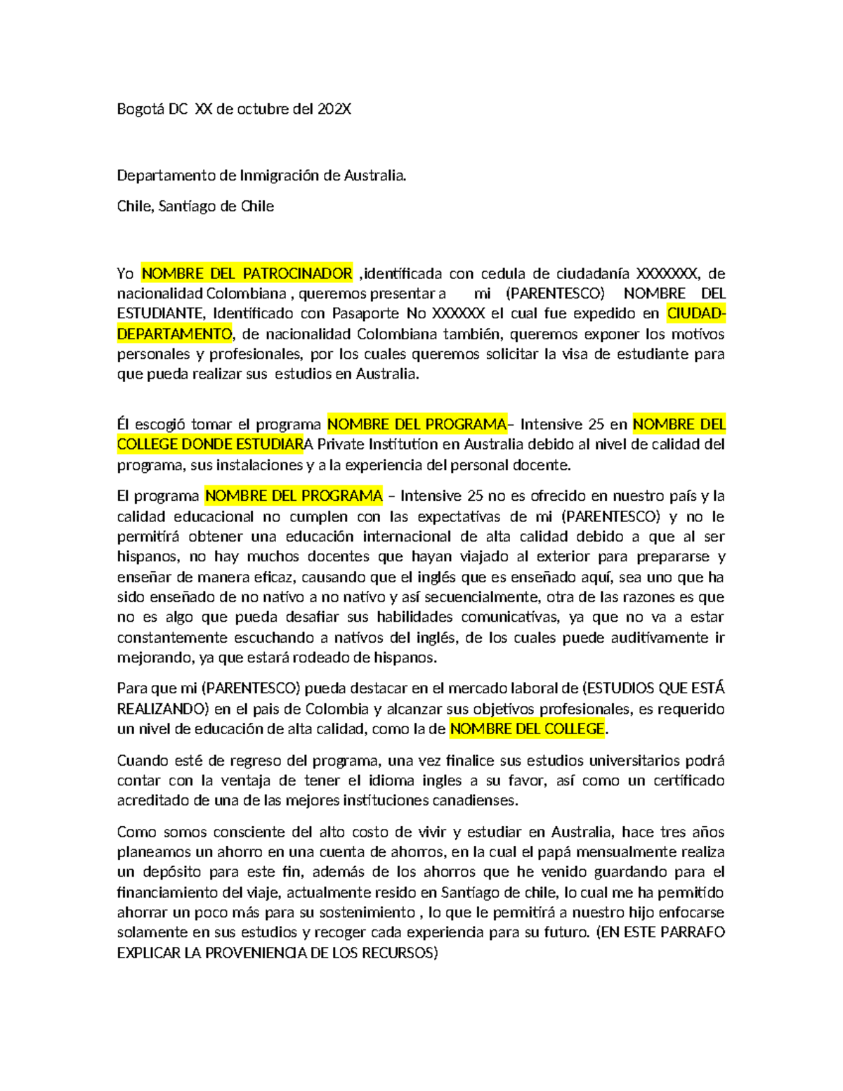 Carta Para Patrocinador