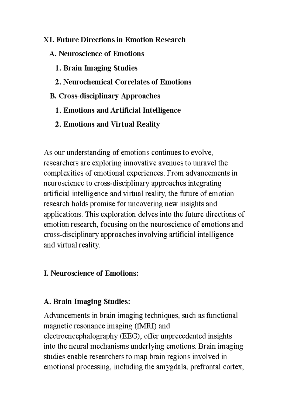 X - materials on the topic emotions. - XI. Future Directions in Emotion ...