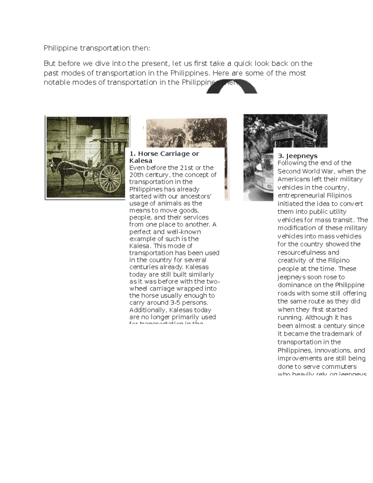 Philippine transportation then - Here are some of the most notable ...