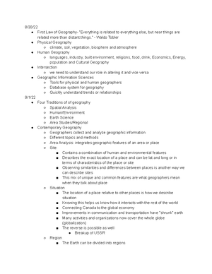 Final Exam Study Guide GEOG1000 - GEGO 1000 Final Exam study guide This ...