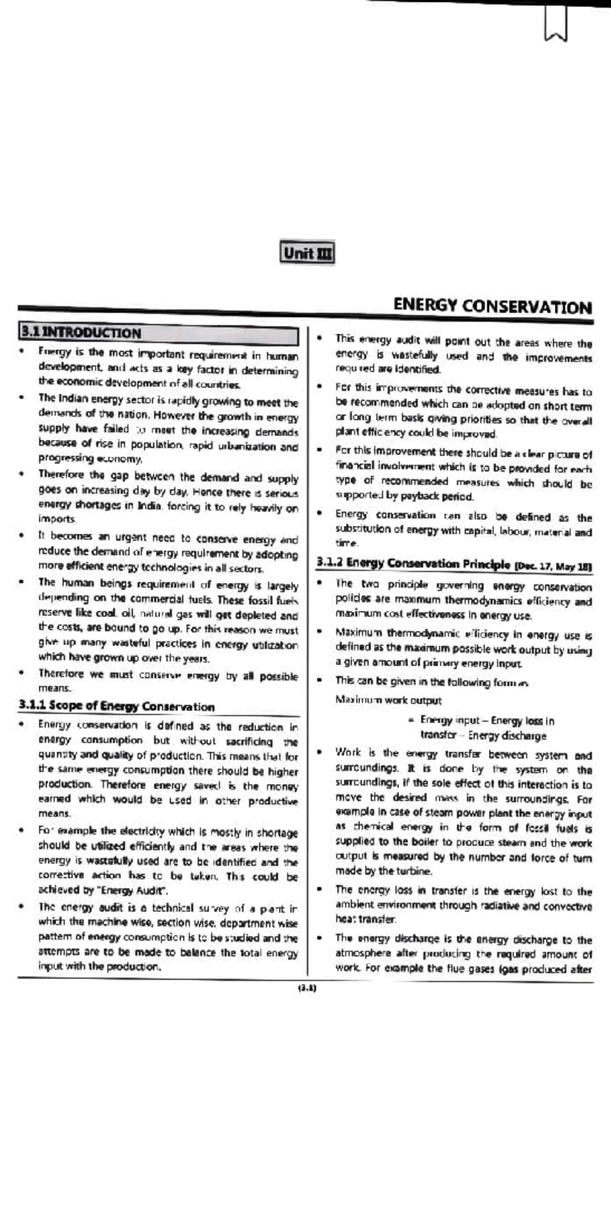 Unit 3 Energy Conservation EEE - Unit ENERGY CONSERVATION B ...