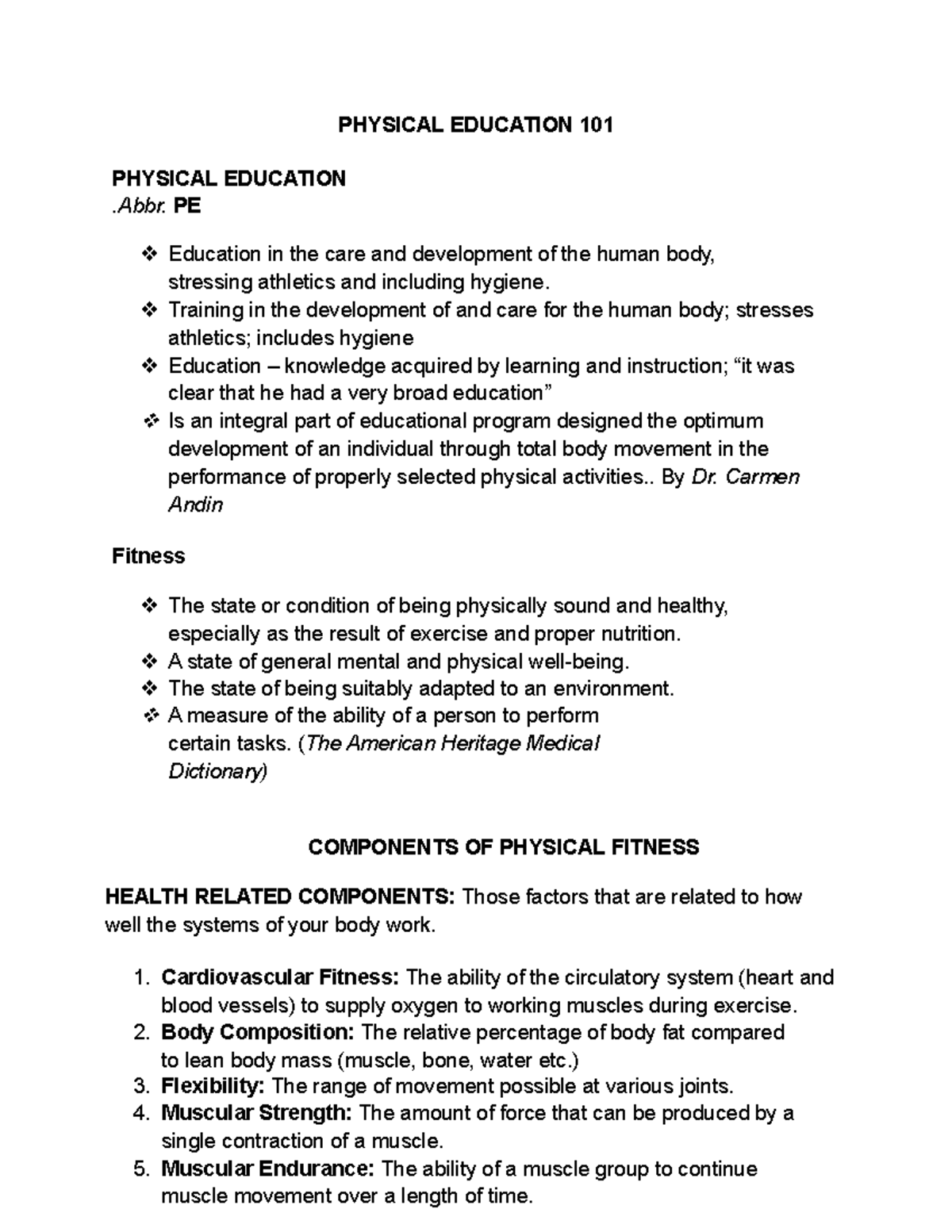 Physical-Education-11 - PHYSICAL EDUCATION 101 PHYSICAL EDUCATION . PE ...