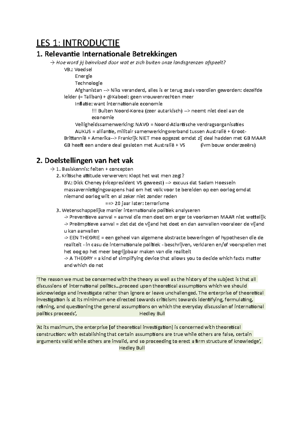 IB samenvatting - LES 1: INTRODUCTIE 1. Relevantie Internationale ...