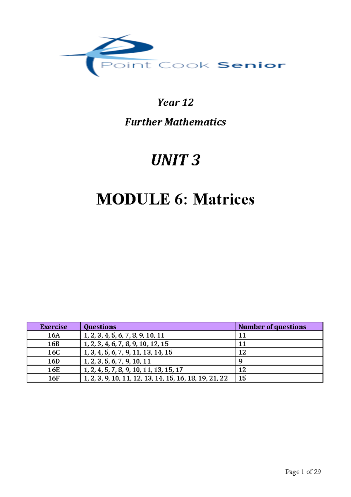 Chapter 16 matrices notes pwe - Year 11 Year 12 Further Mathematics ...