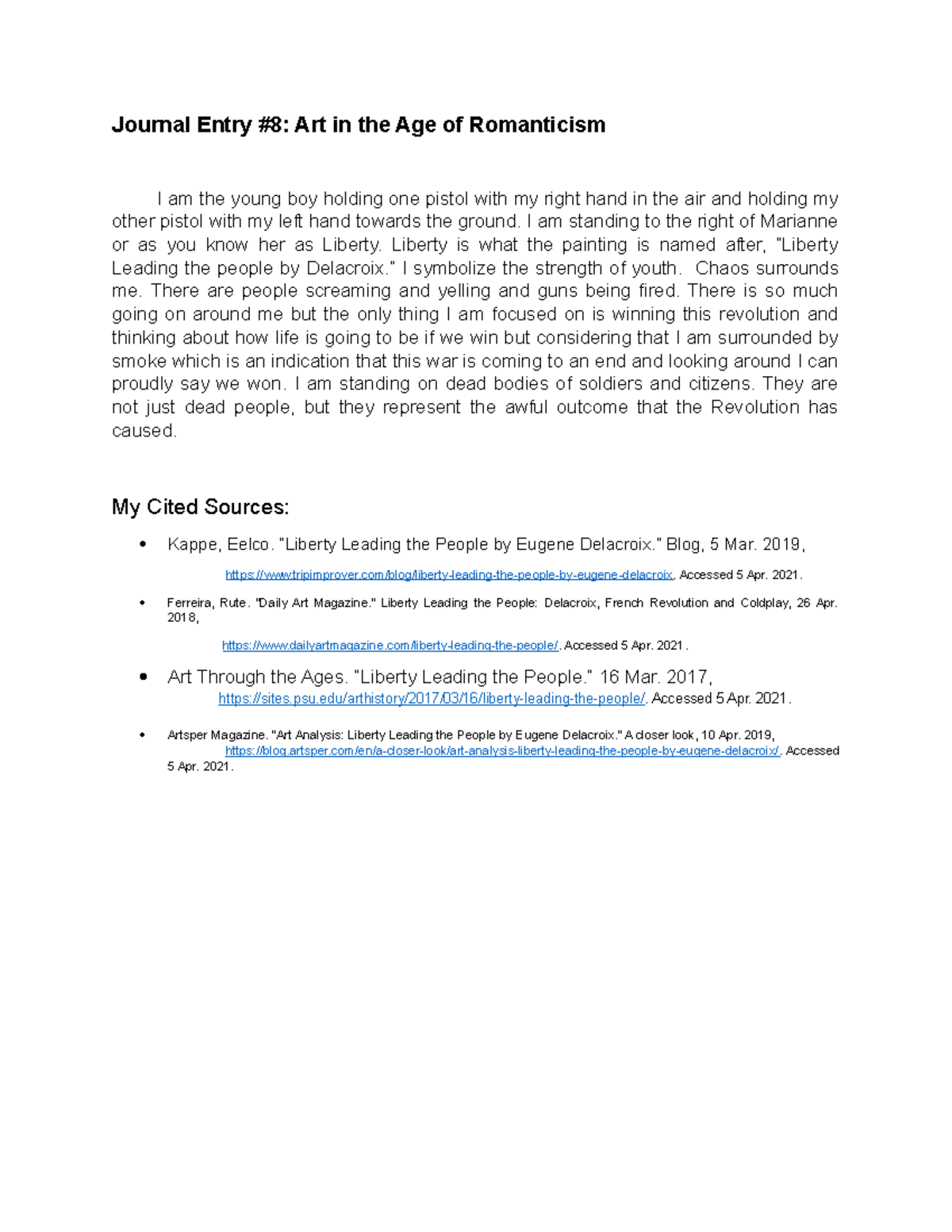 Journal Entry #8 Art History - Journal Entry #8: Art in the Age of ...