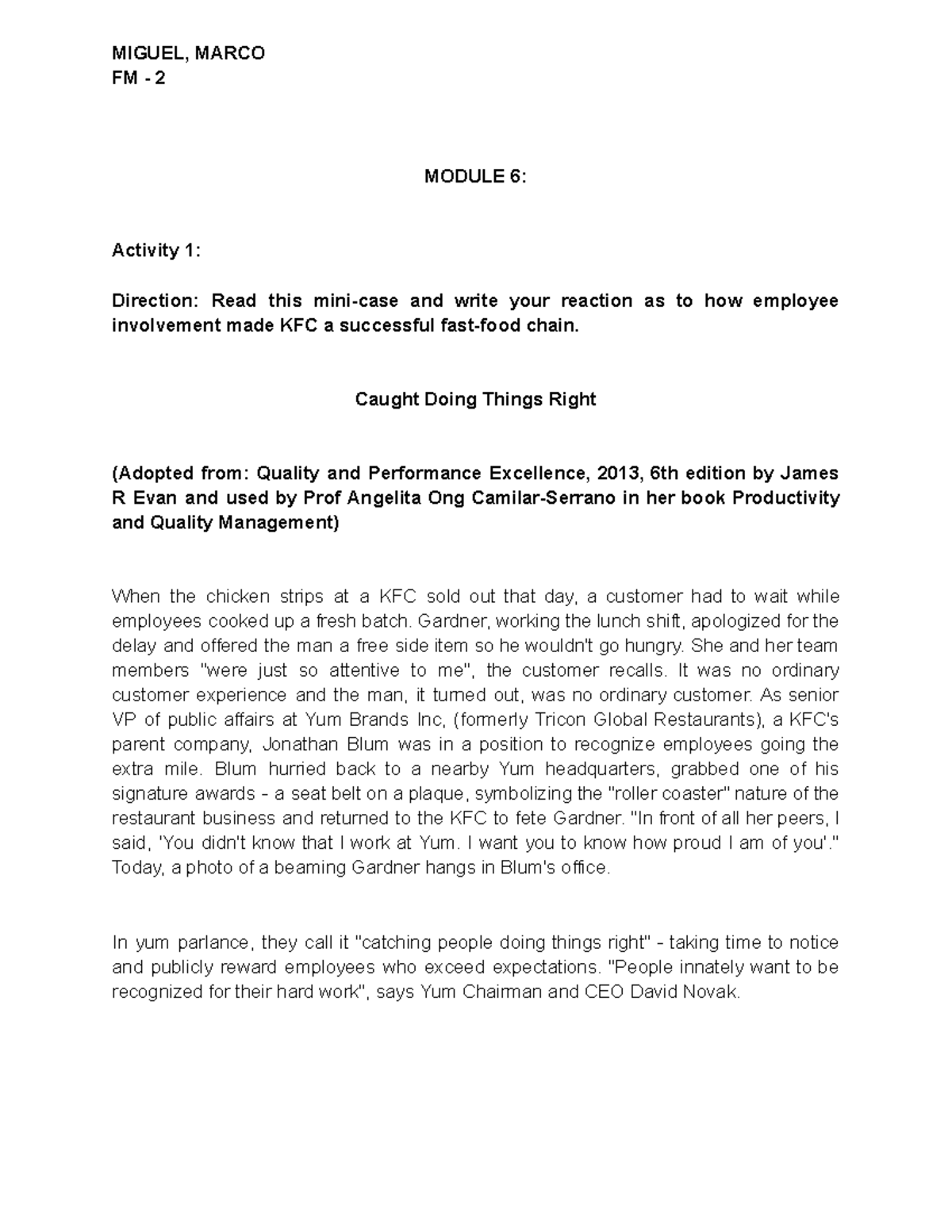 Cbmec module 6 act 1 to 3 Pinakafinal - MIGUEL, MARCO FM - 2 MODULE 6 ...