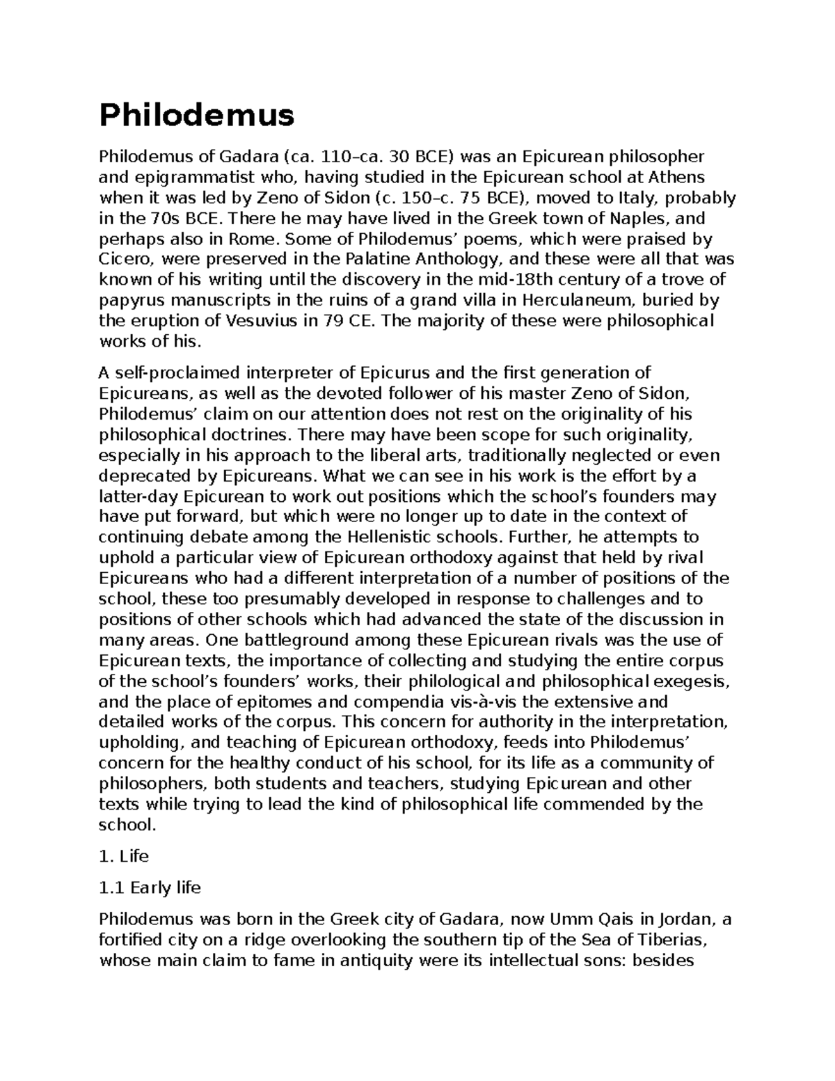 Philodemus - Philodemus Philodemus of Gadara (ca. 110–ca. 30 BCE) was ...