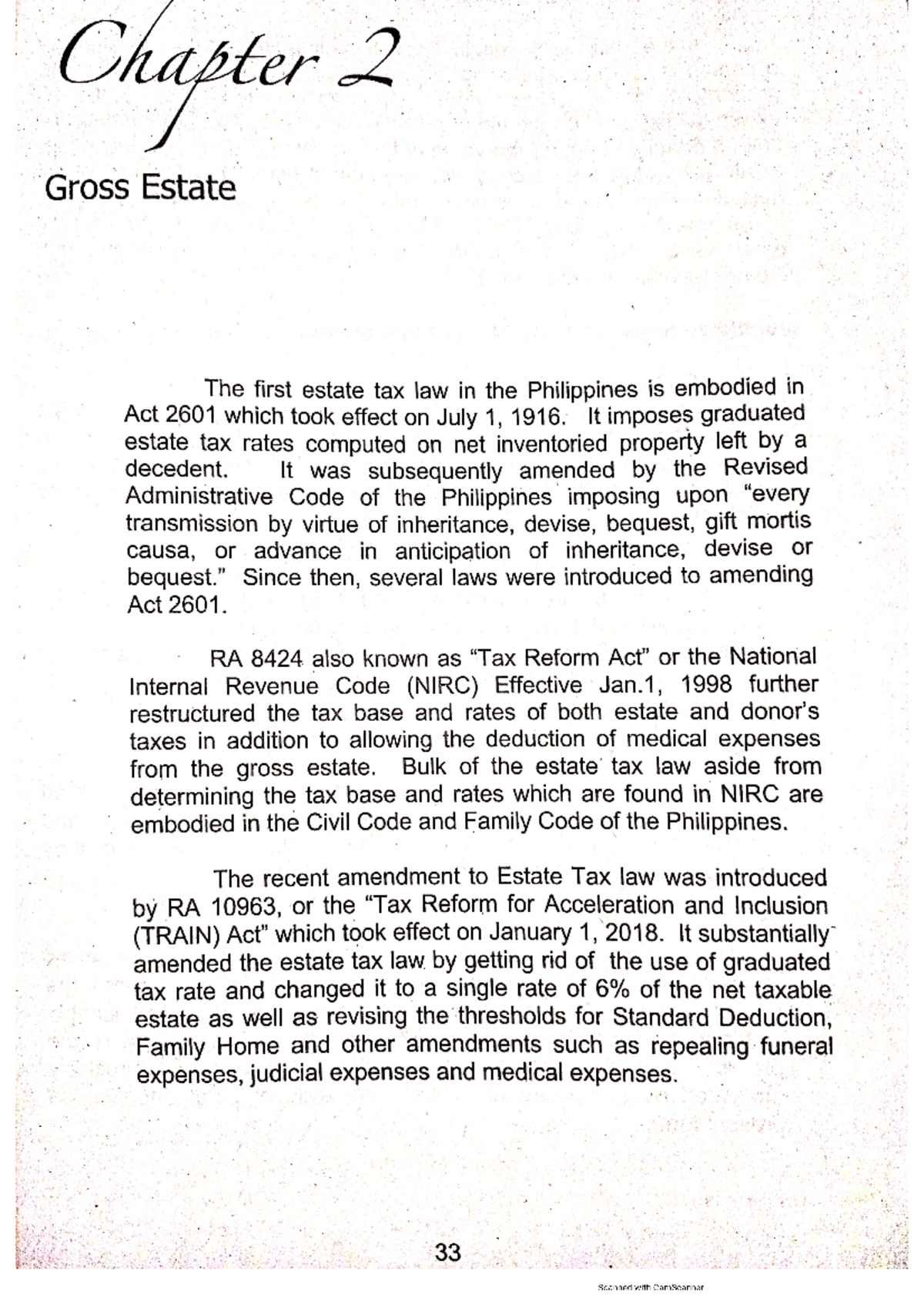 Chapter 2 - Gross estate - Obligations and Contracts Law - Studocu