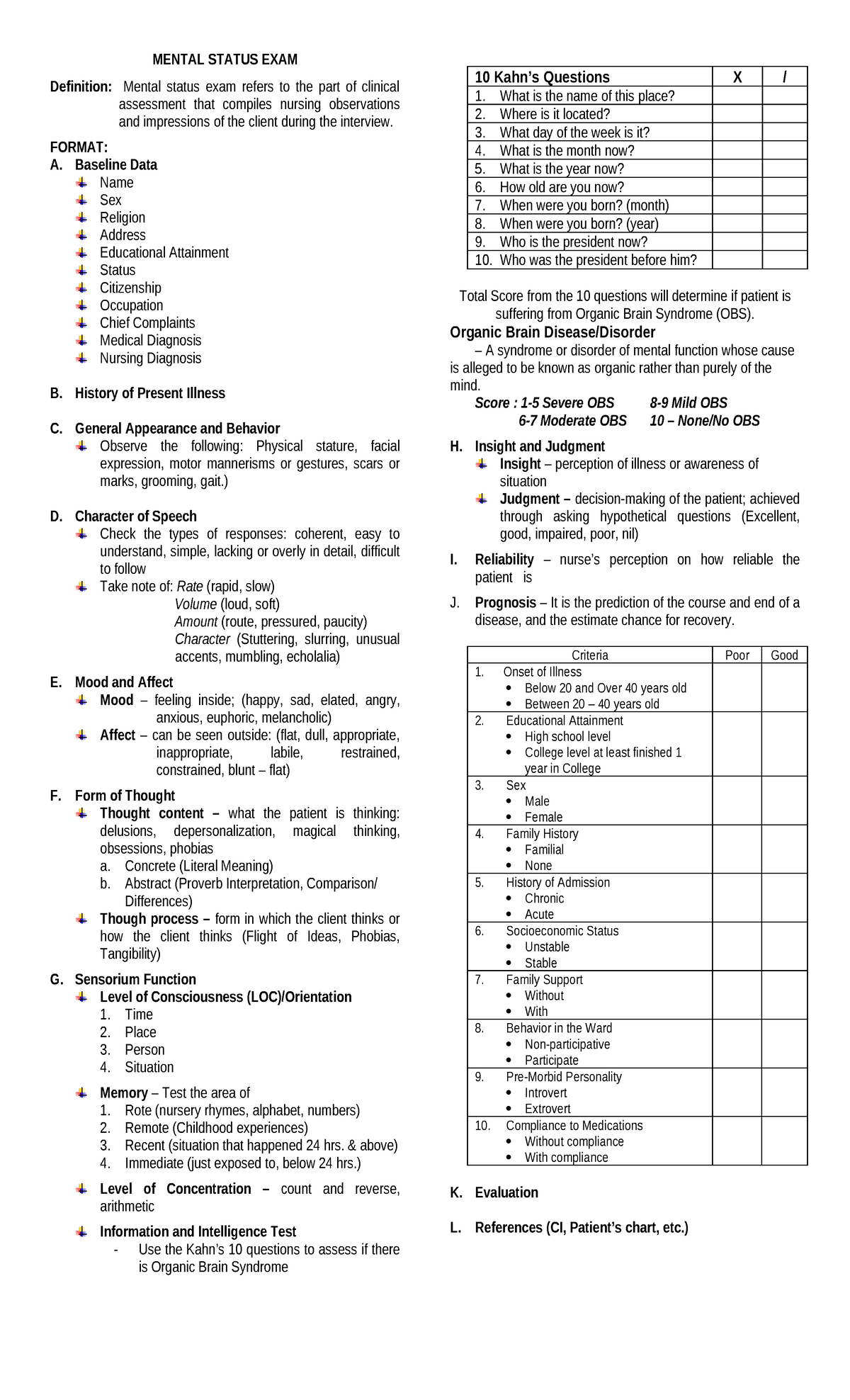Mental Status EXAM (Comprehensive) - MENTAL STATUS EXAM Definition ...