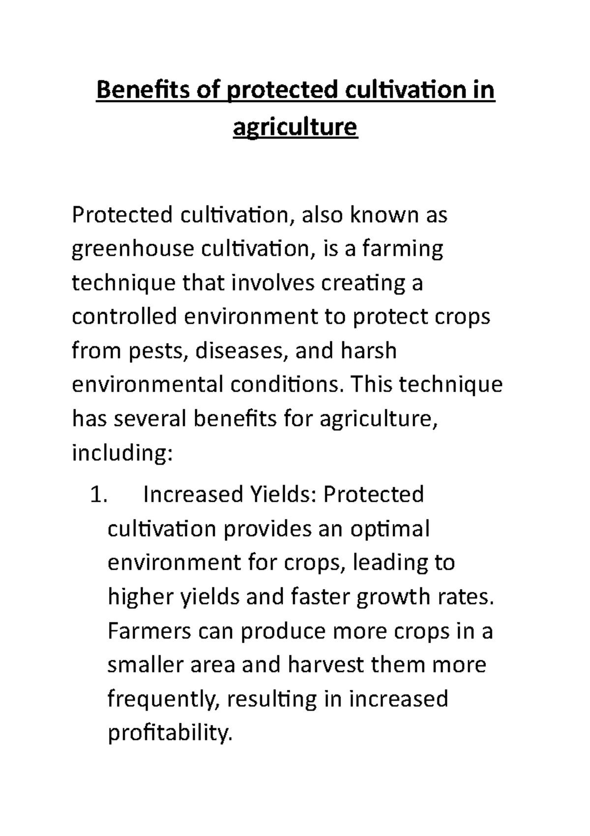 Benefits of protected cultivation in agriculture - Benefits of ...