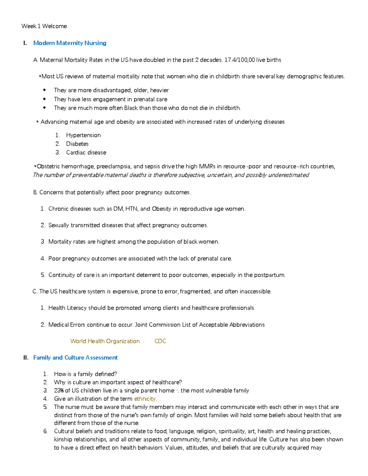 Week 1 Outline - Chapter information - Week 1 Welcome I. Modern ...