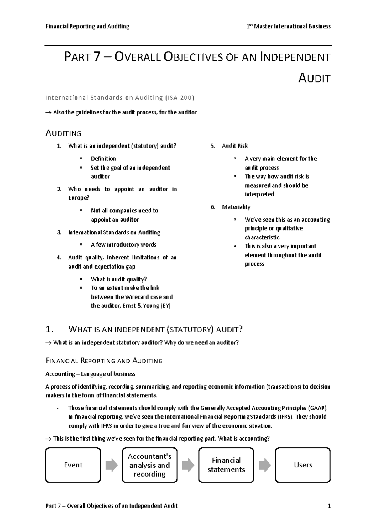 Part 7 – Overall Objectives of an Independent Audit - PART 7 – OVERALL ...
