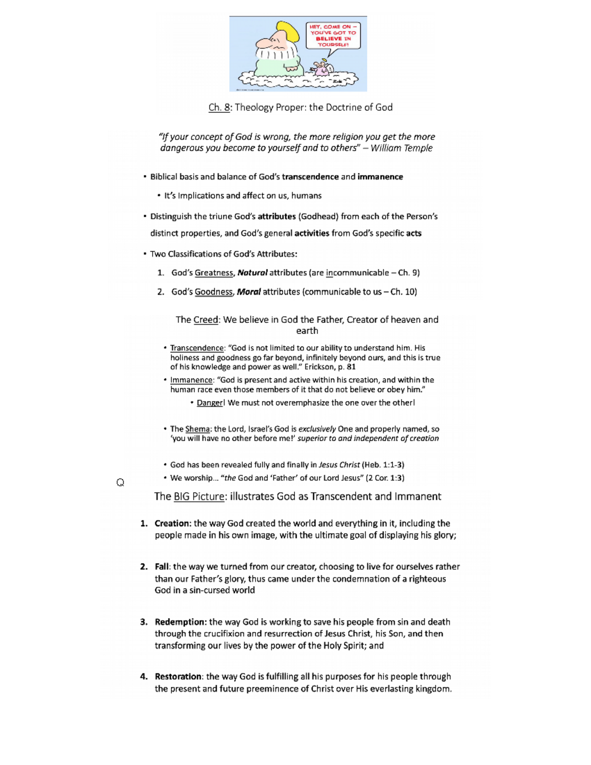 Ch8 notes - Theology Proper: The doctrine of God - HEY, COME ON GOT TO ...