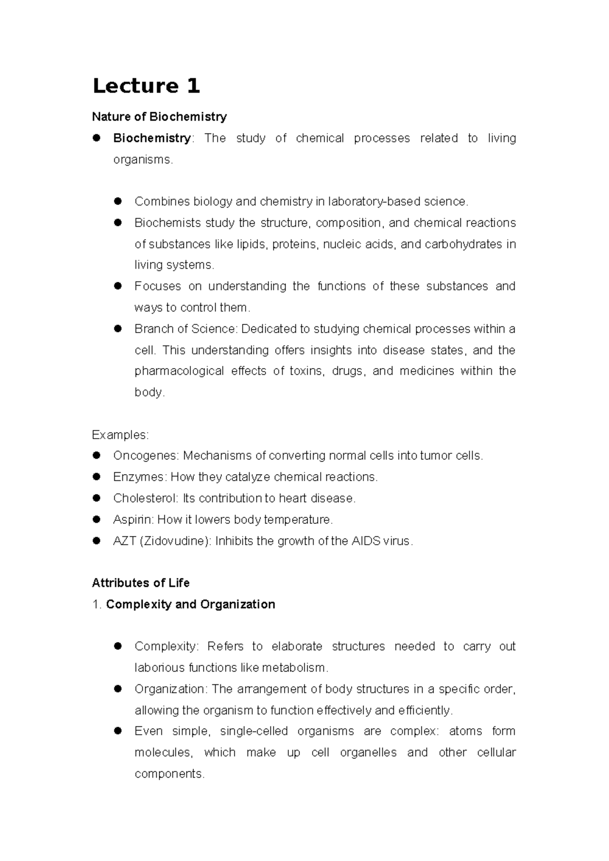 Biochemistry-1 lecture 1 3 - Lecture 1 Nature of Biochemistry ...