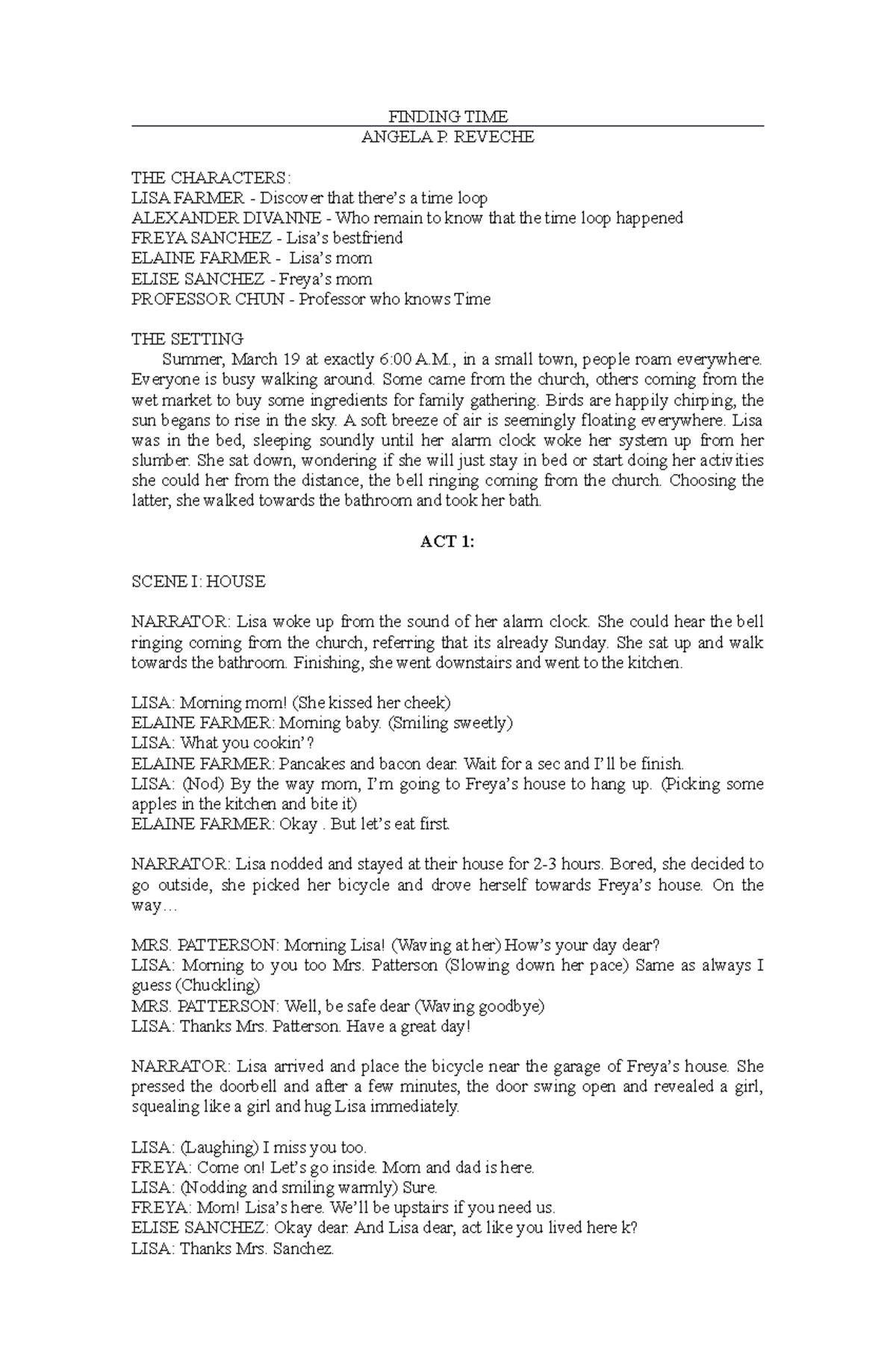 Finding Time: A dialogue created during my Senior year - FINDING TIME ...