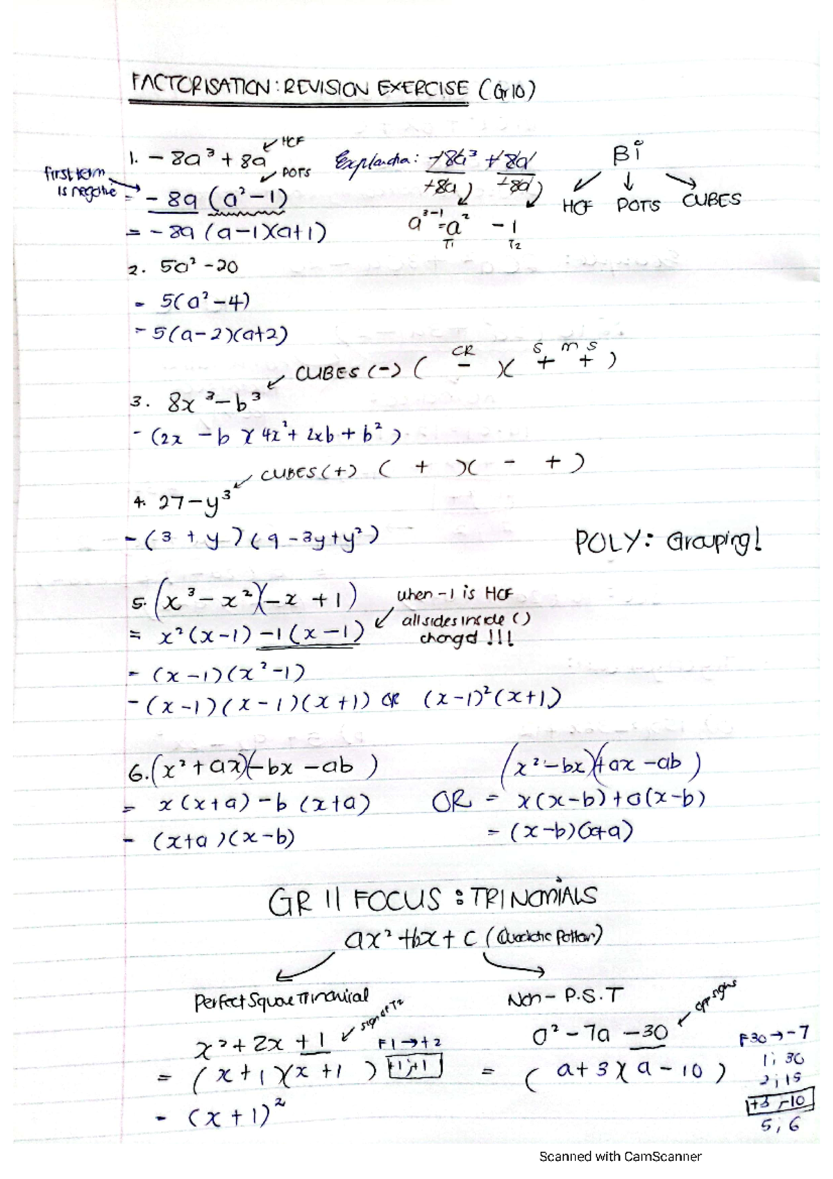 Revision Gr10 Factorisation - Studocu