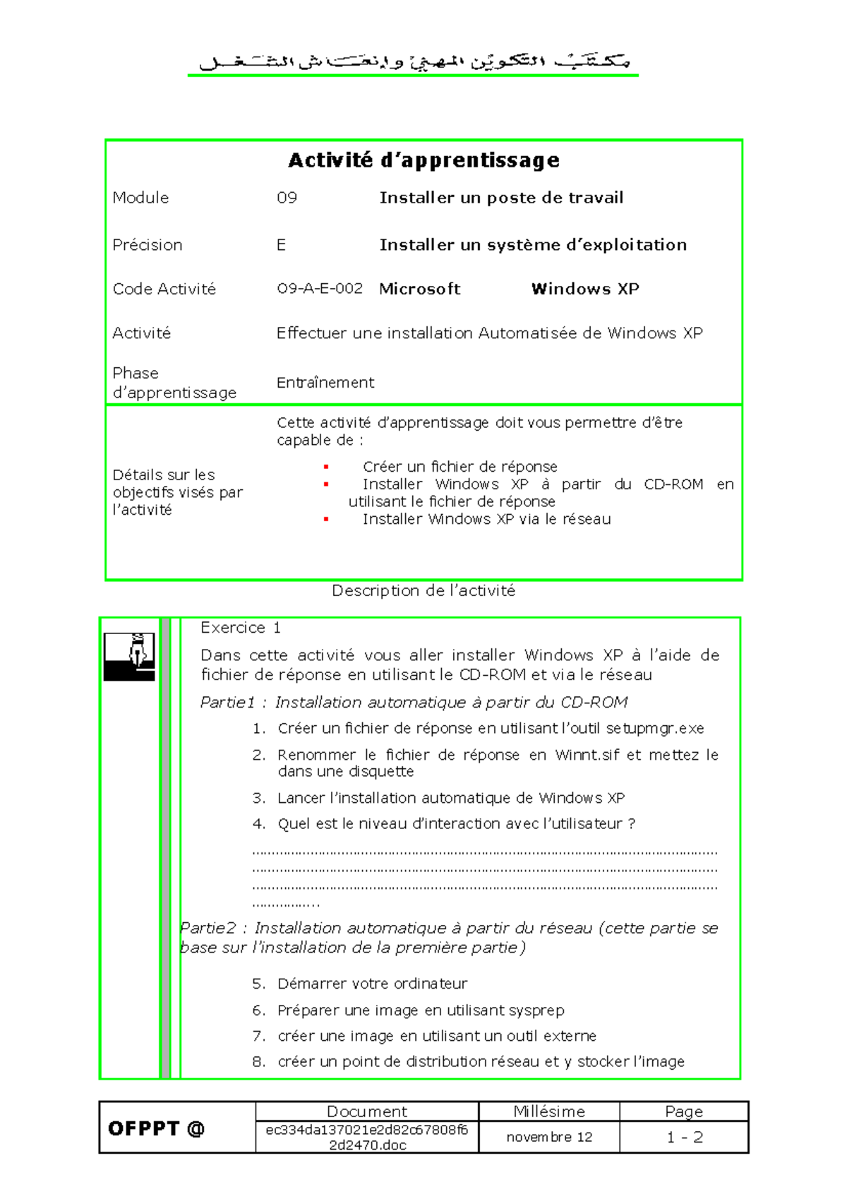 09 A E 002 - Module-TSDM-Installation-d-un-poste-informatique - Description de l’activité ...