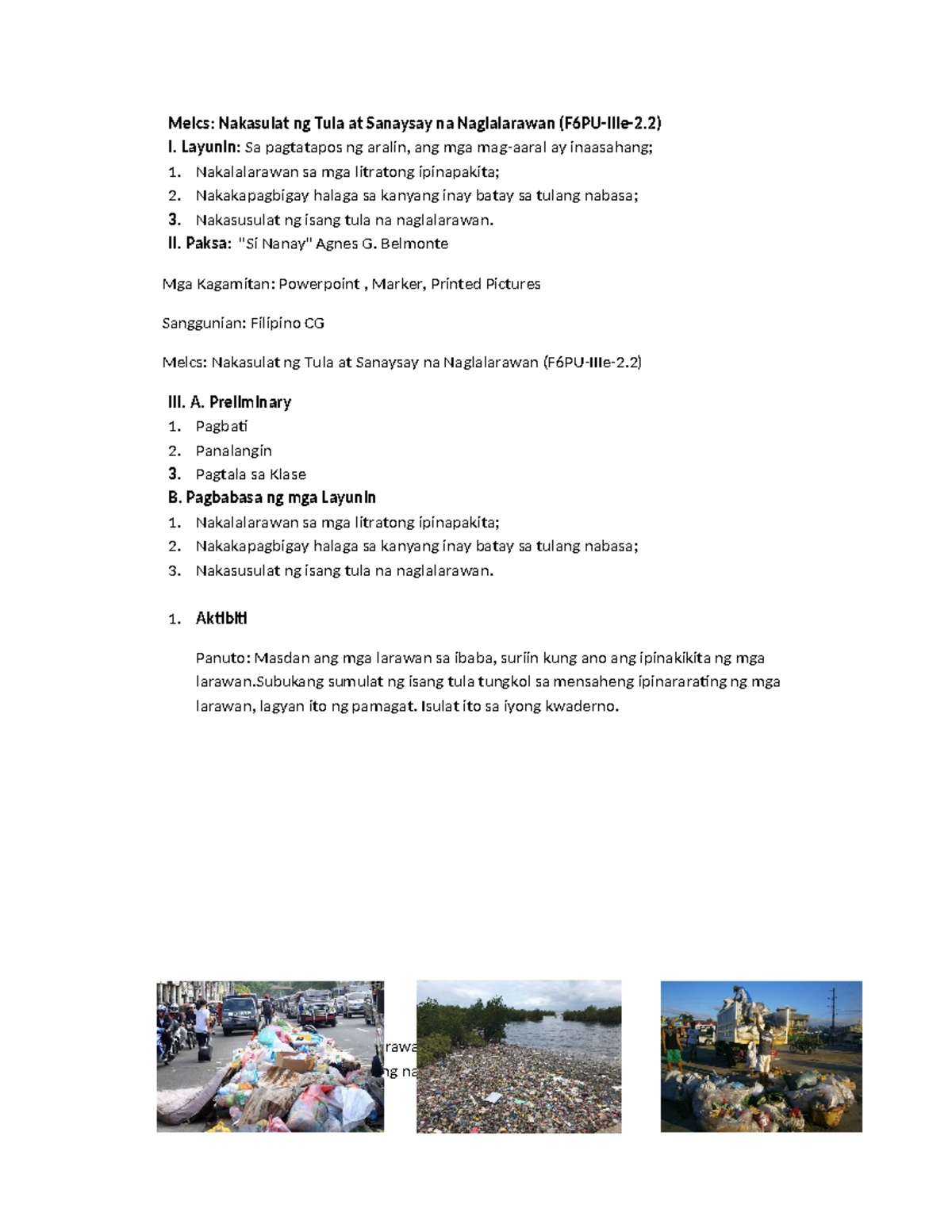 Filipino-Lesson-Plan - Melcs: Nakasulat ng Tula at Sanaysay na ...