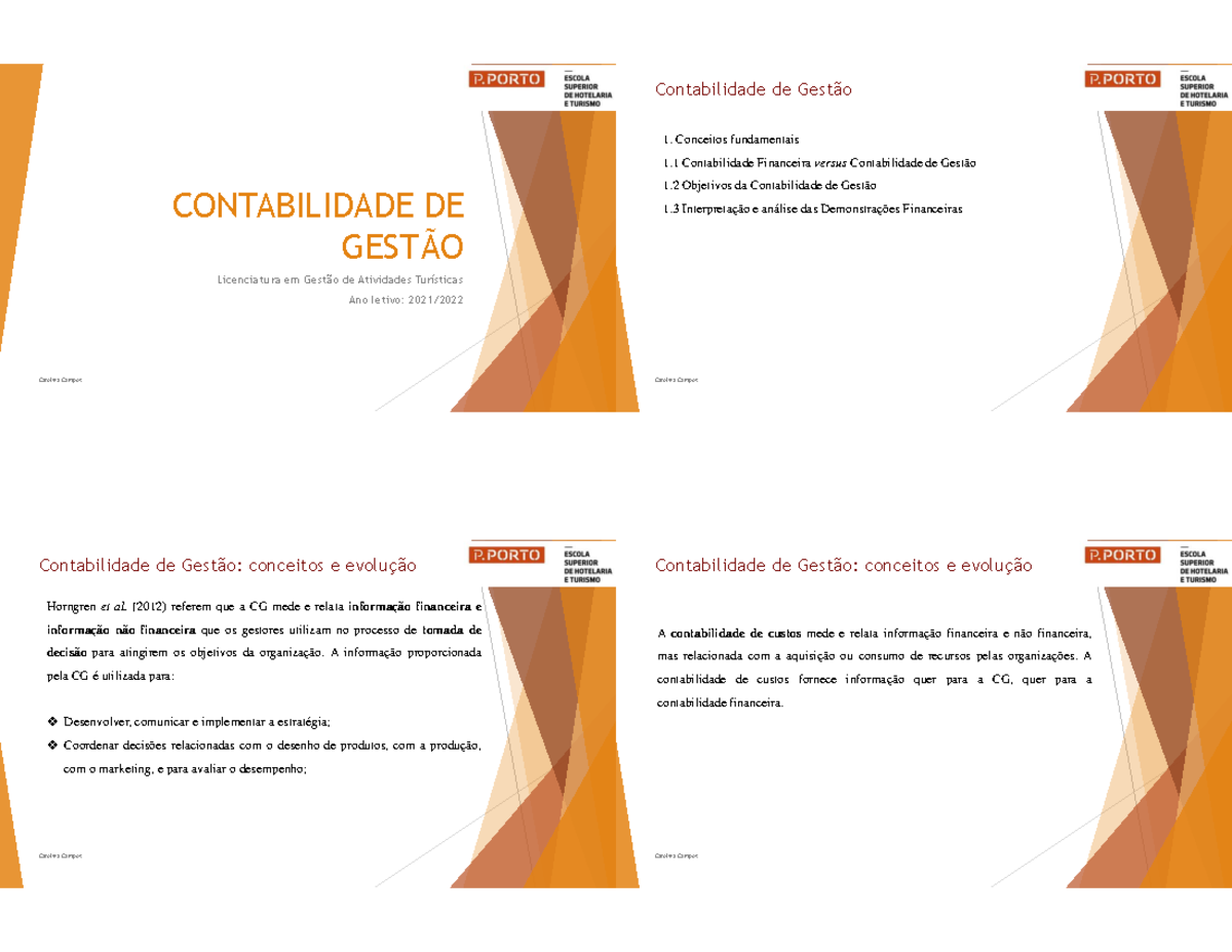 Slides Cntabiliadade - CONTABILIDADE DE GEST√O Licenciatura em Gest„o de Atividades TurÌsticas ...