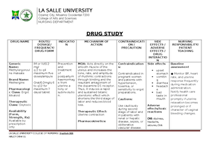 Final drug study - Nursing - La Salle University College of Nursing ...