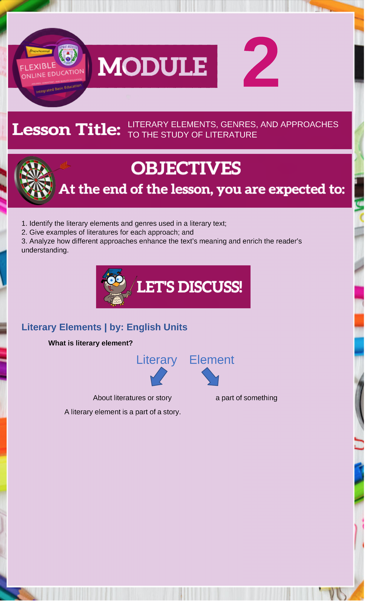 Copy of Lesson 2 - The Basics in Learning Literature - ####### 1 ...
