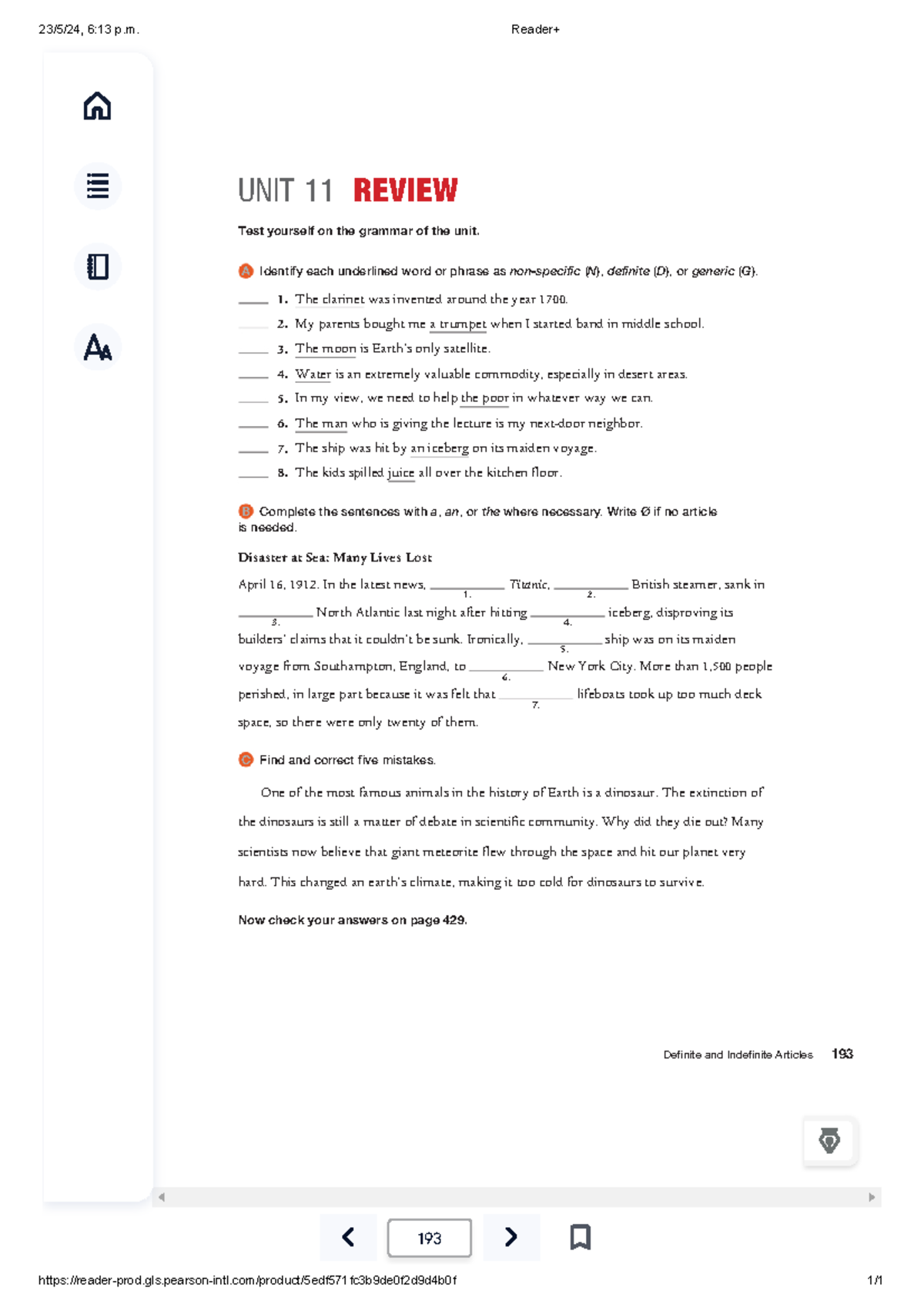 Review 4 - UNIT 11 REVIEW Test yourself on the grammar of the unit. A ...