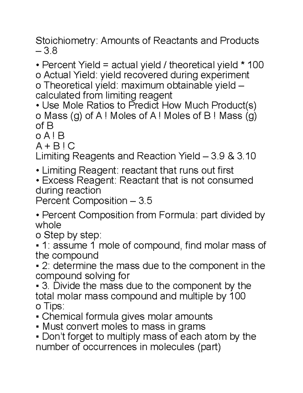 Stoichiometry Amounts of Reactants and Products – 3 - Stoichiometry: Amounts of Reactants and ...