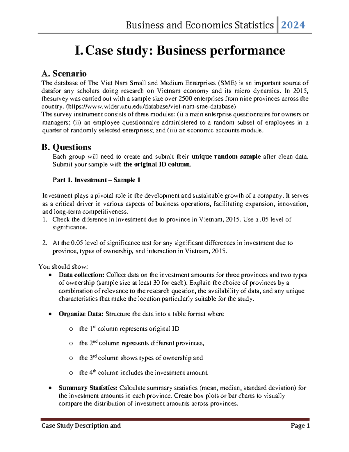 Case Study Description and Requirements - Case Study Description and ...