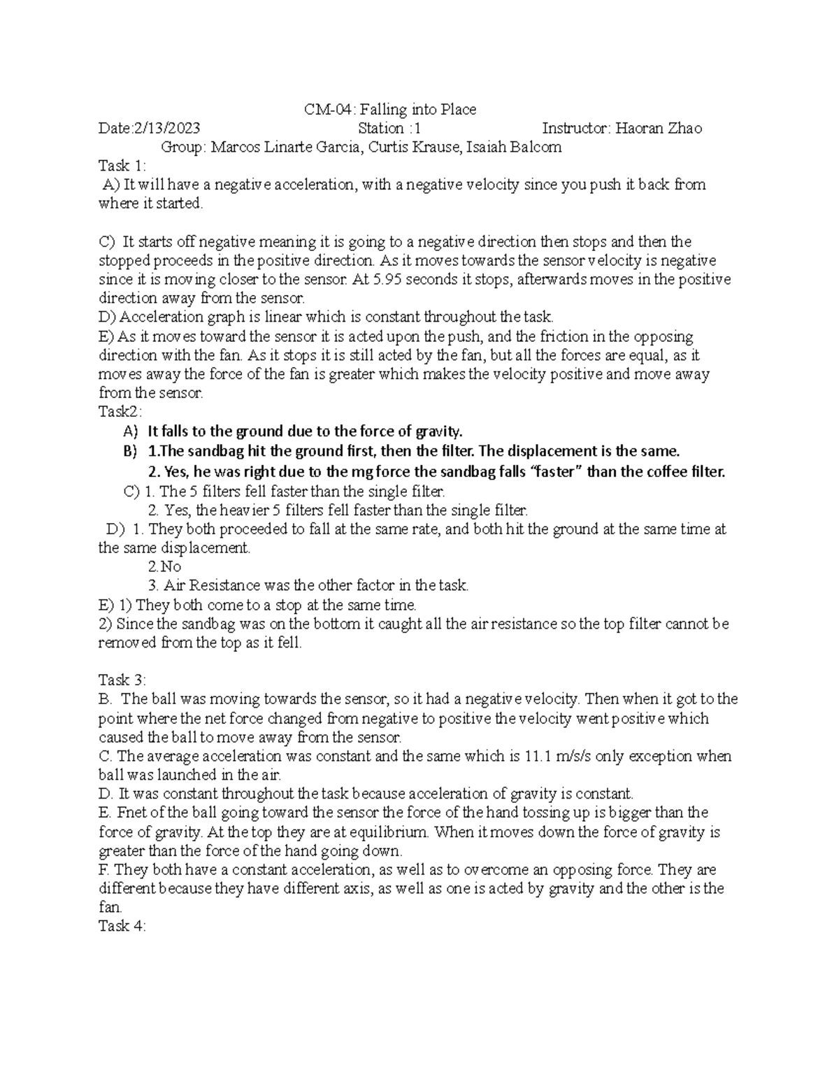 CM04 SEC Monday 6-30 P - es jsjnuuuuu - CM-04: Falling into Place Date:2/13/2023 Station :1 ...