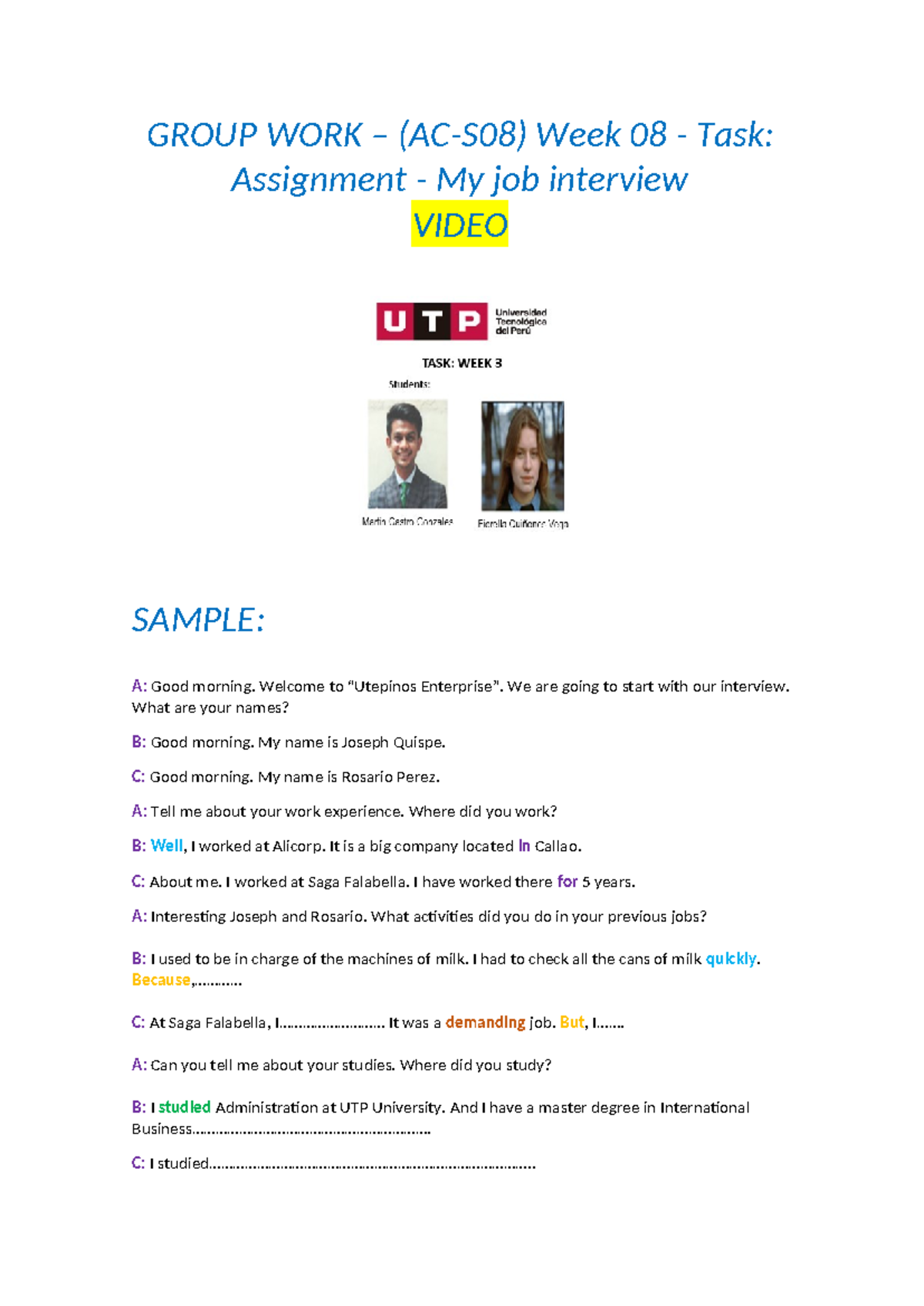 WEEK 8 E3 semana - GROUP WORK – (AC-S08) Week 08 - Task: Assignment ...