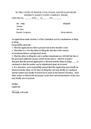 Interlocutory Application- Format- CPC- DRAFT - INTERLOCUTORY ...