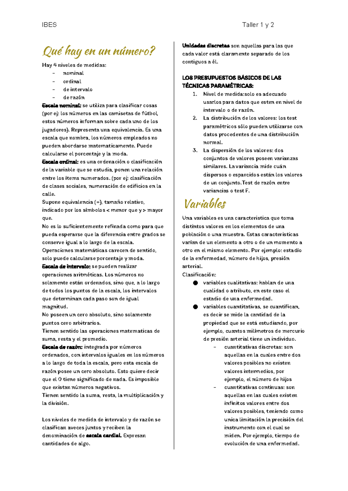 Talleres 1 y 2 - IBES Taller 1 y 2 Qué hay en un número? Hay 4 niveles ...