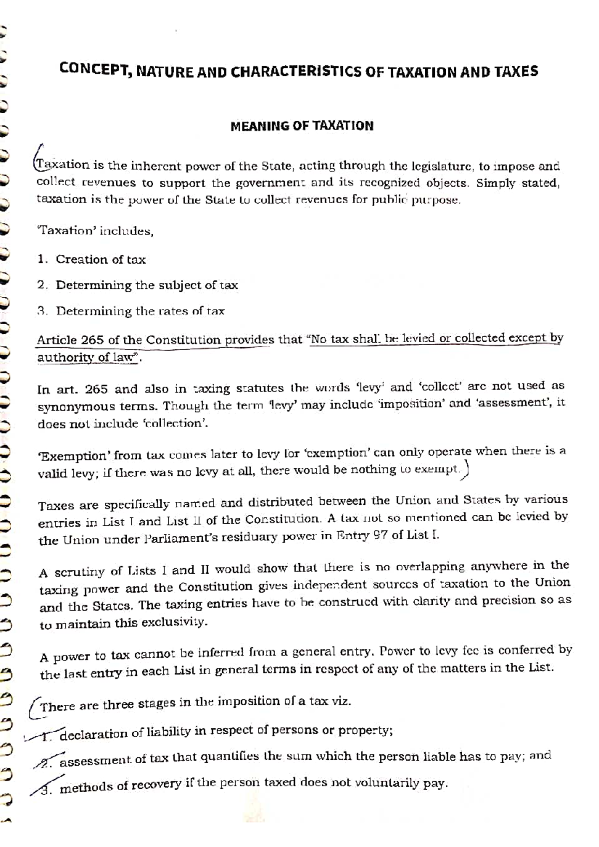 Part 1 taxation - Good notes - Taxation - Studocu