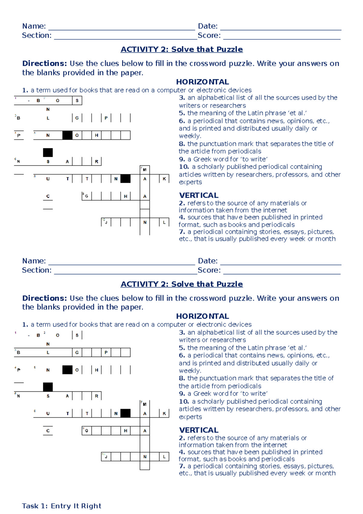 Worksheets - Name: ________________________________________ Date ...