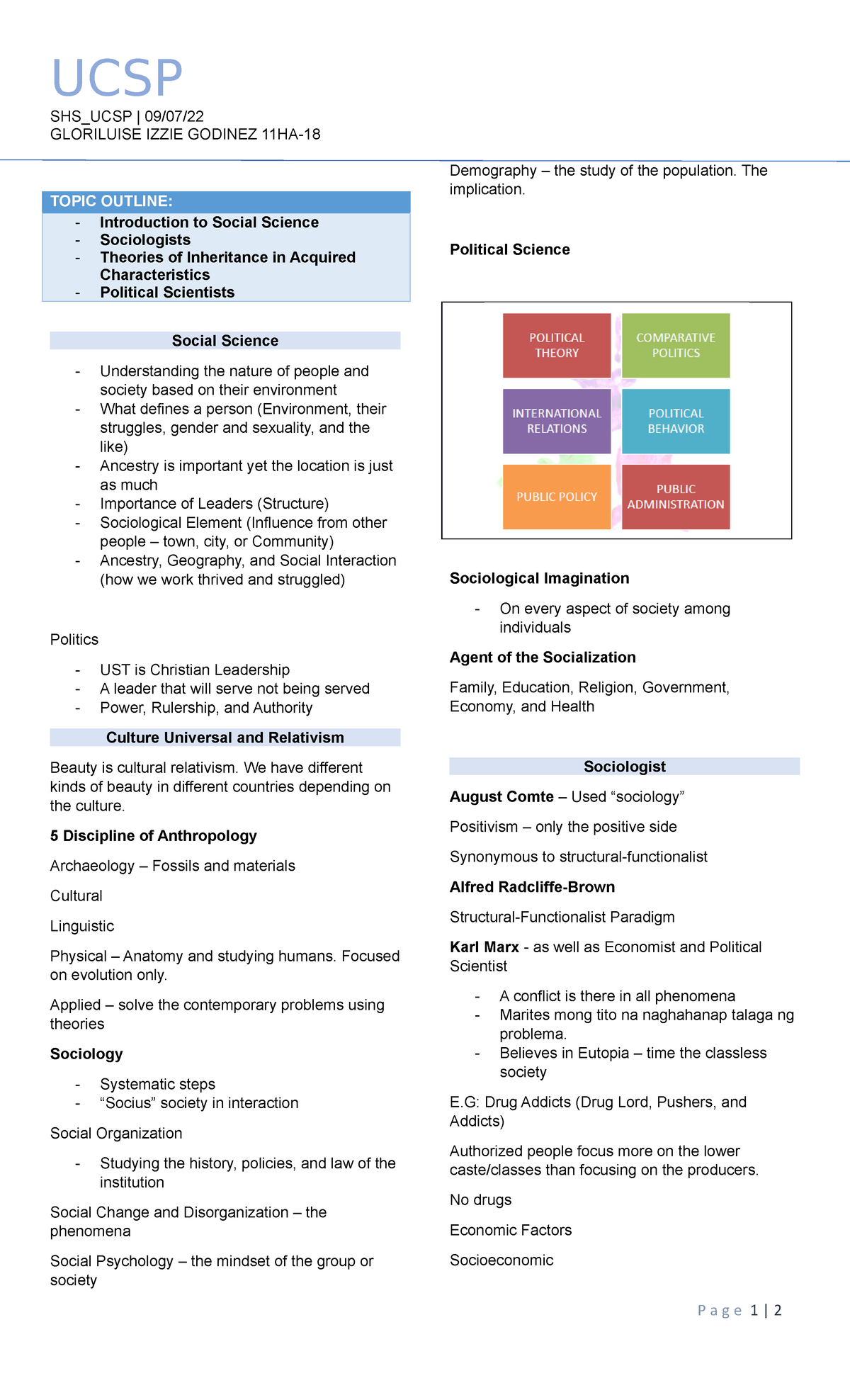 Social Science - 09072022 - UCSP SHS_UCSP | 09/07/ GLORILUISE IZZIE ...