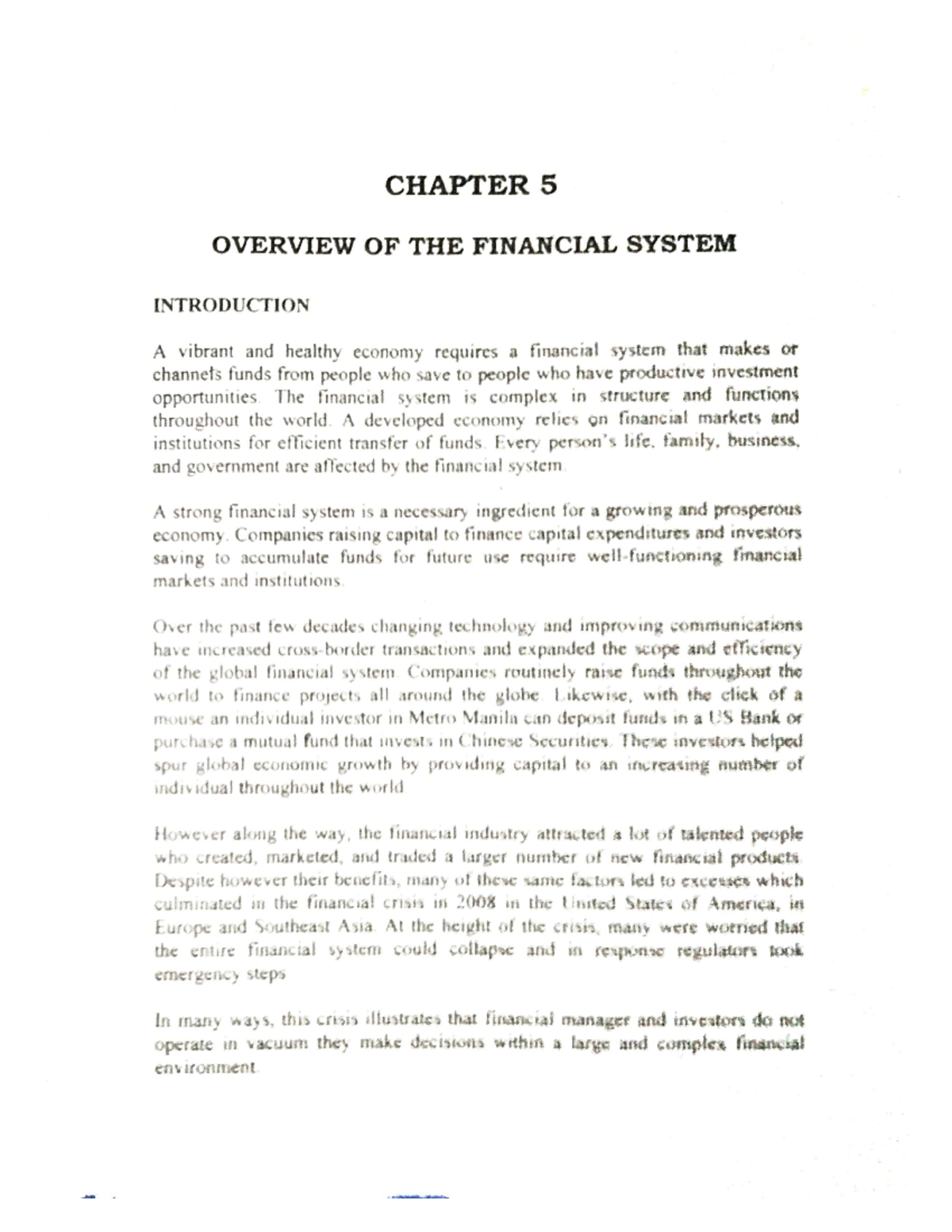 Module 2, Lesson 1. Overview of the Financial System - Management - Studocu