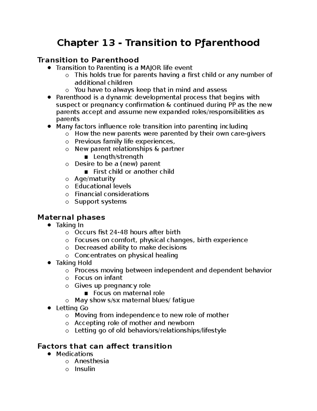 Ch 13 - Transition to Parenthood - Chapter 13 - Transition to Pƒarenthood Transition to ...