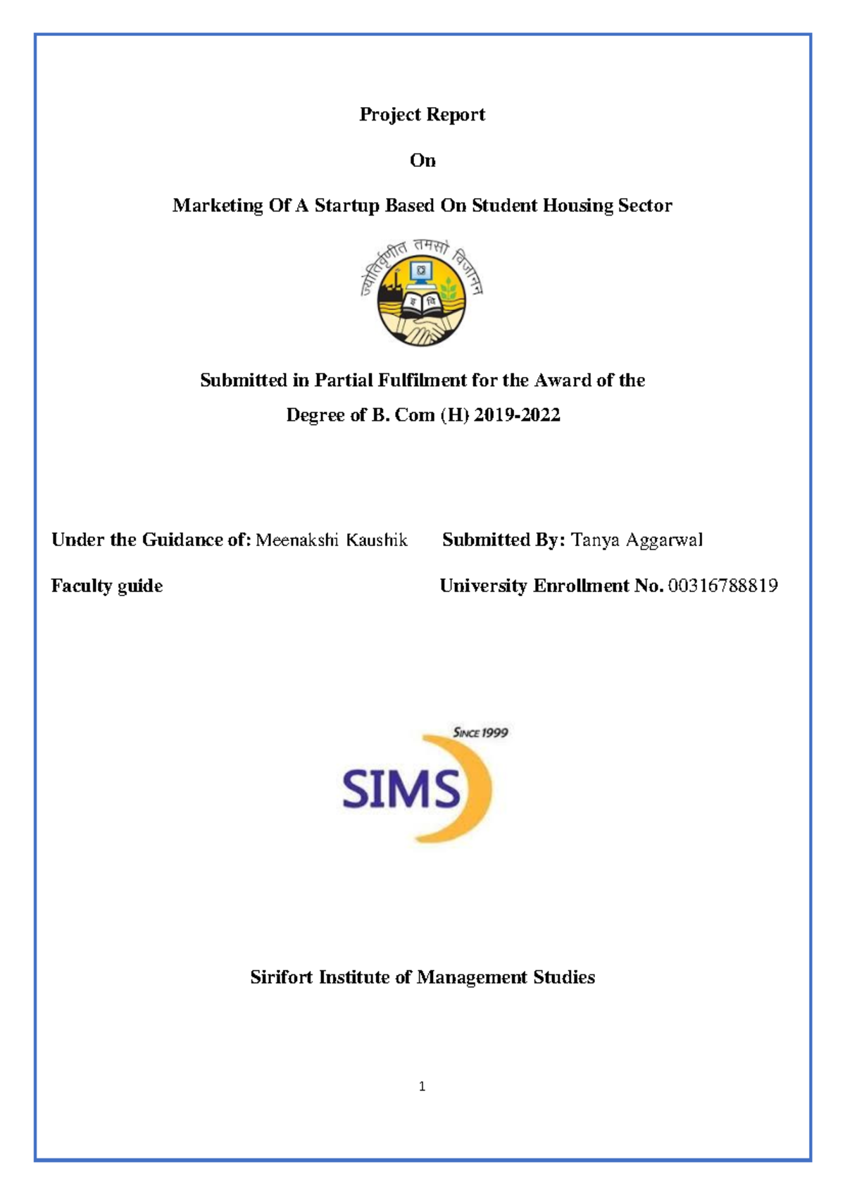 Internship project report word - Project Report On Marketing Of A ...