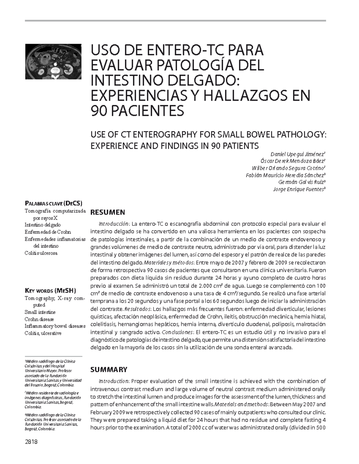 Entero TAC - 2818 Uso de entero-tC para evalUar patología del intestino ...