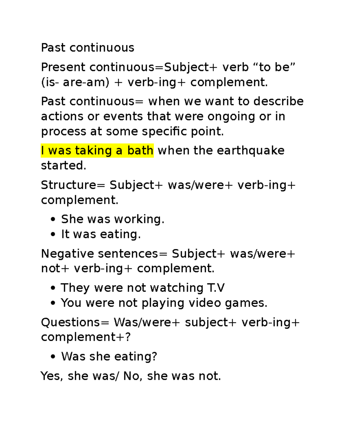 Past continuous - past - Past continuous Present continuous=Subject+ ...
