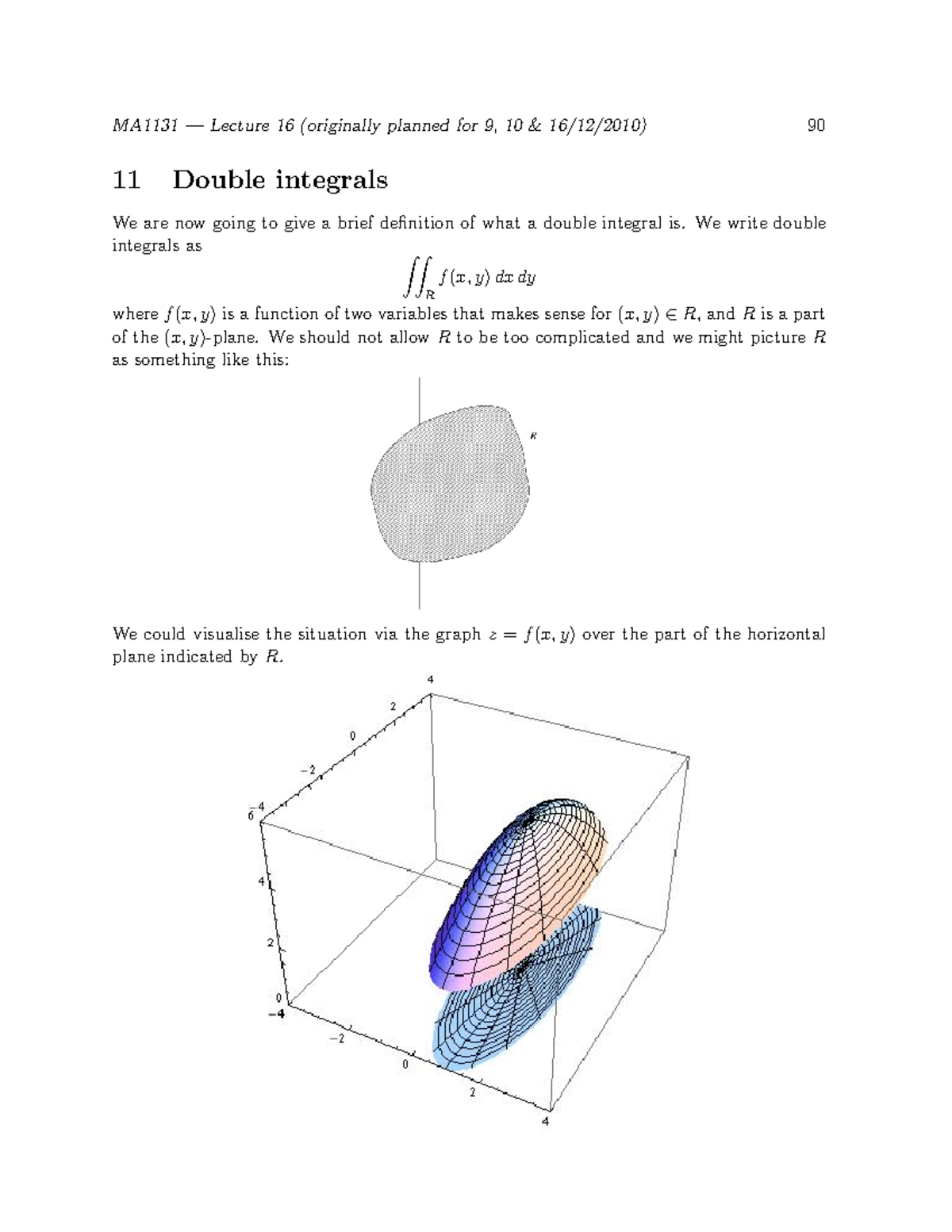 MA1132 2010-2011 Lecture Notes 14 - Double integrals - MA1131 — Lecture ...