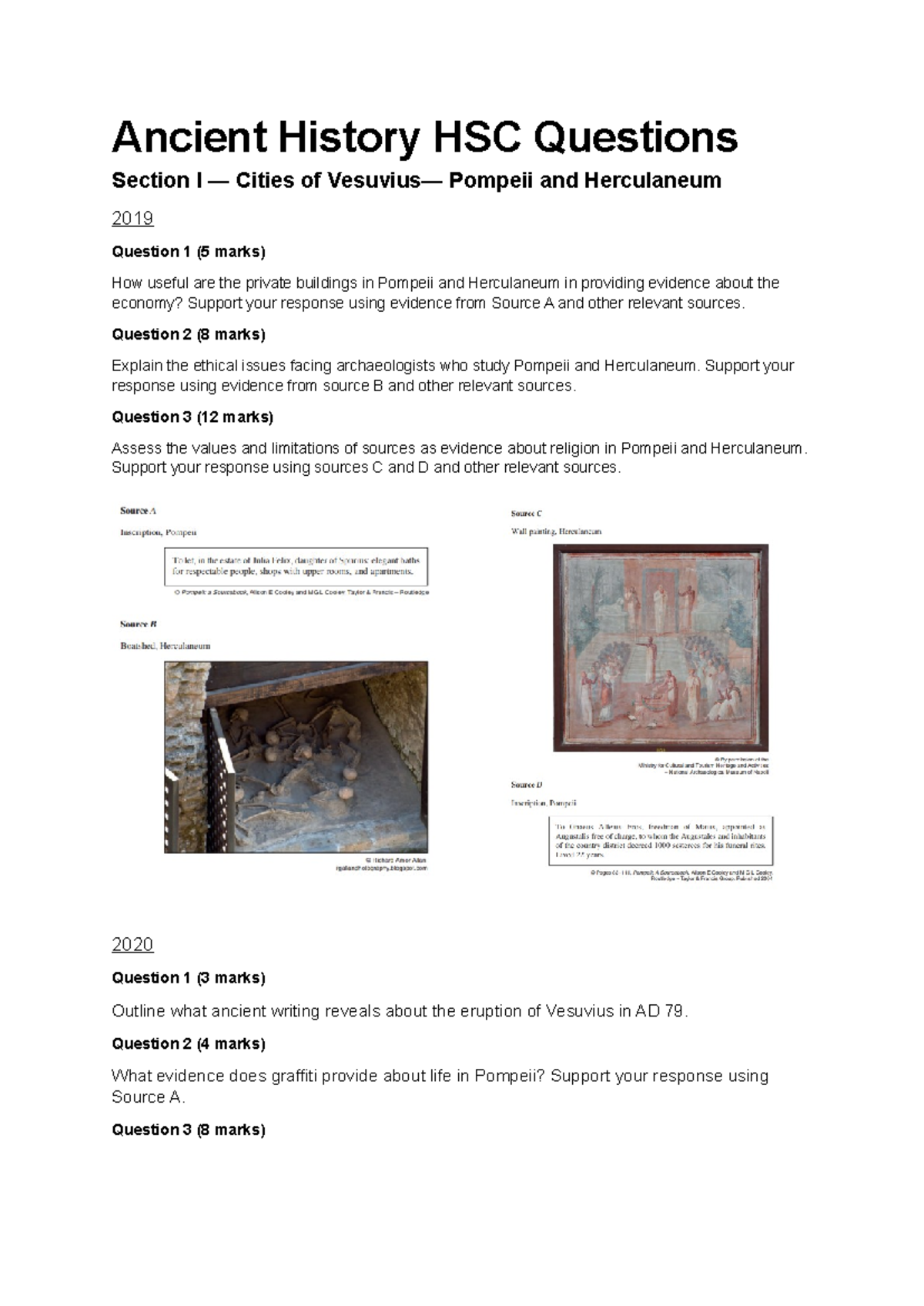 HSC Section I - HSC QUestions - Ancient History HSC Questions Section I ...