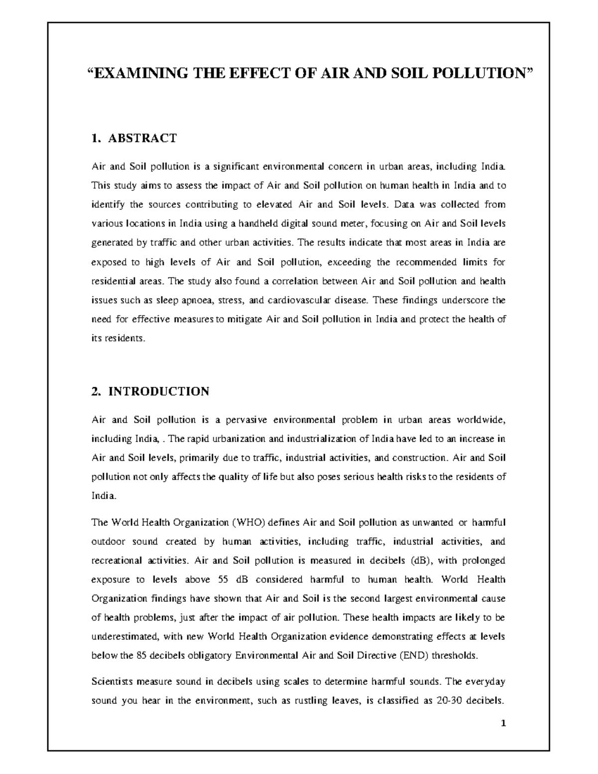 Abd2 - its report for environment work - “EXAMINING THE EFFECT OF AIR ...