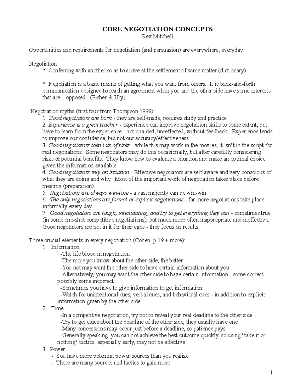 Negot-core - negotiation skills - CORE NEGOTIATION CONCEPTS Rex ...