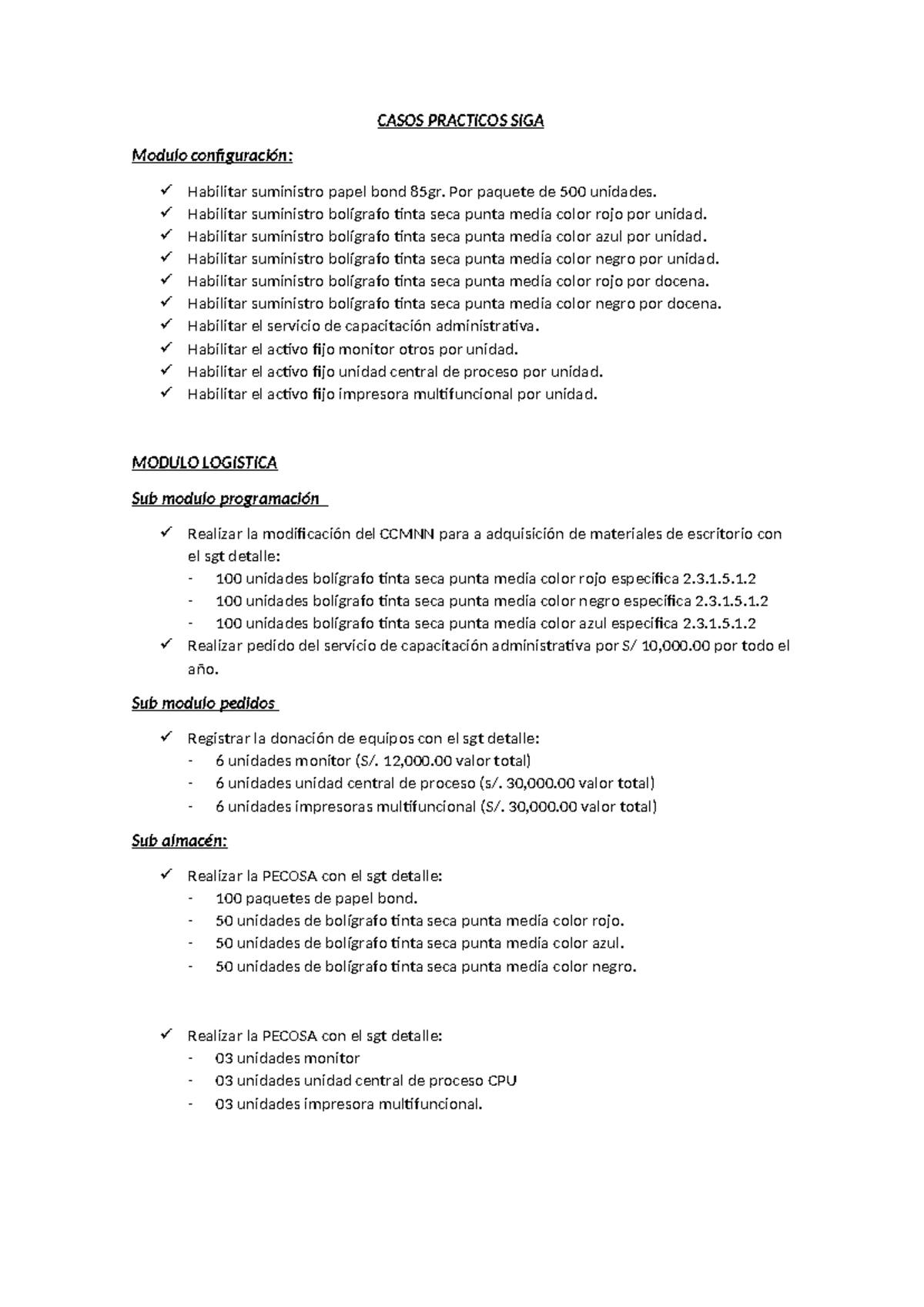 Casos Parcticos SIGA - sdsdsds - CASOS PRACTICOS SIGA Modulo ...