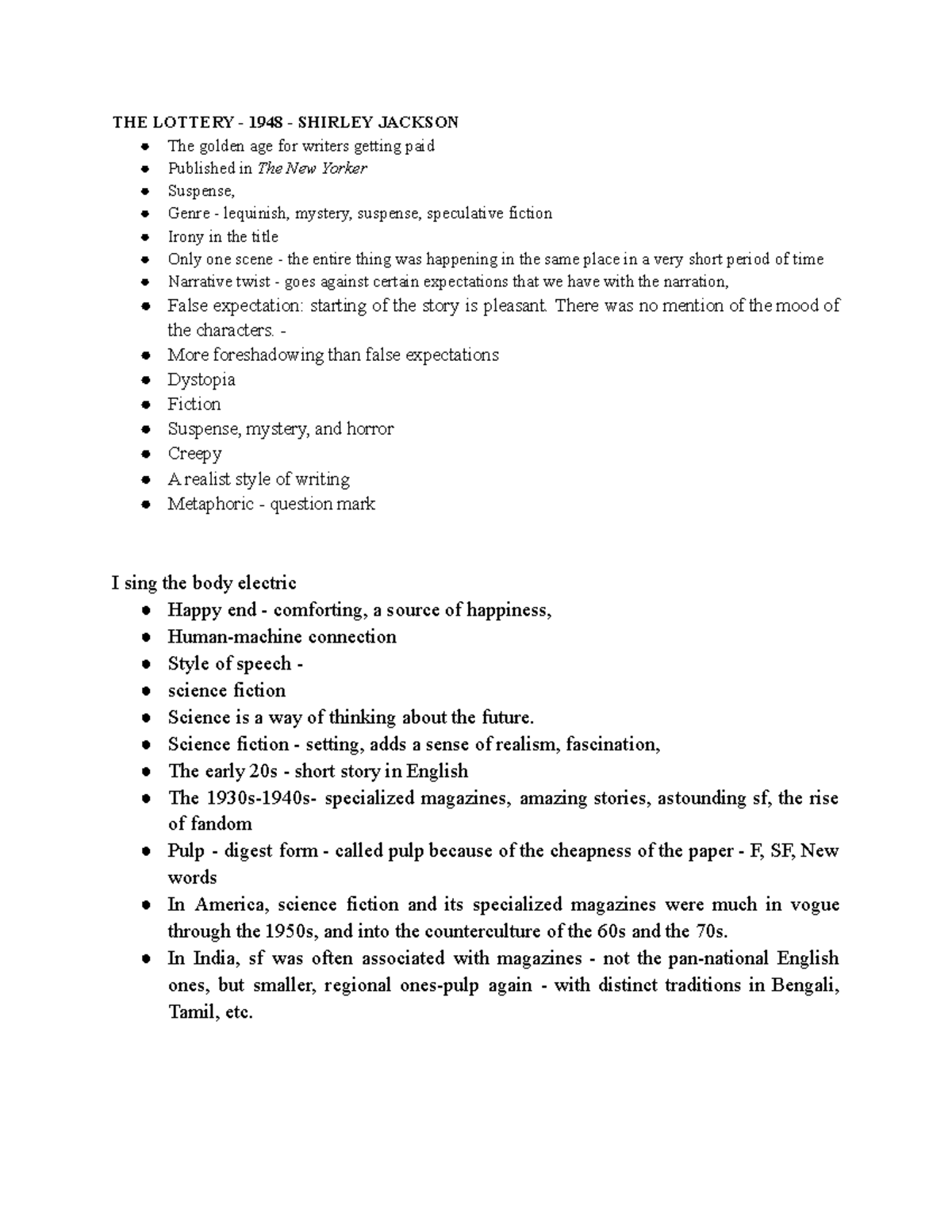 The lottery - THE LOTTERY - 1948 - SHIRLEY JACKSON The golden age for ...