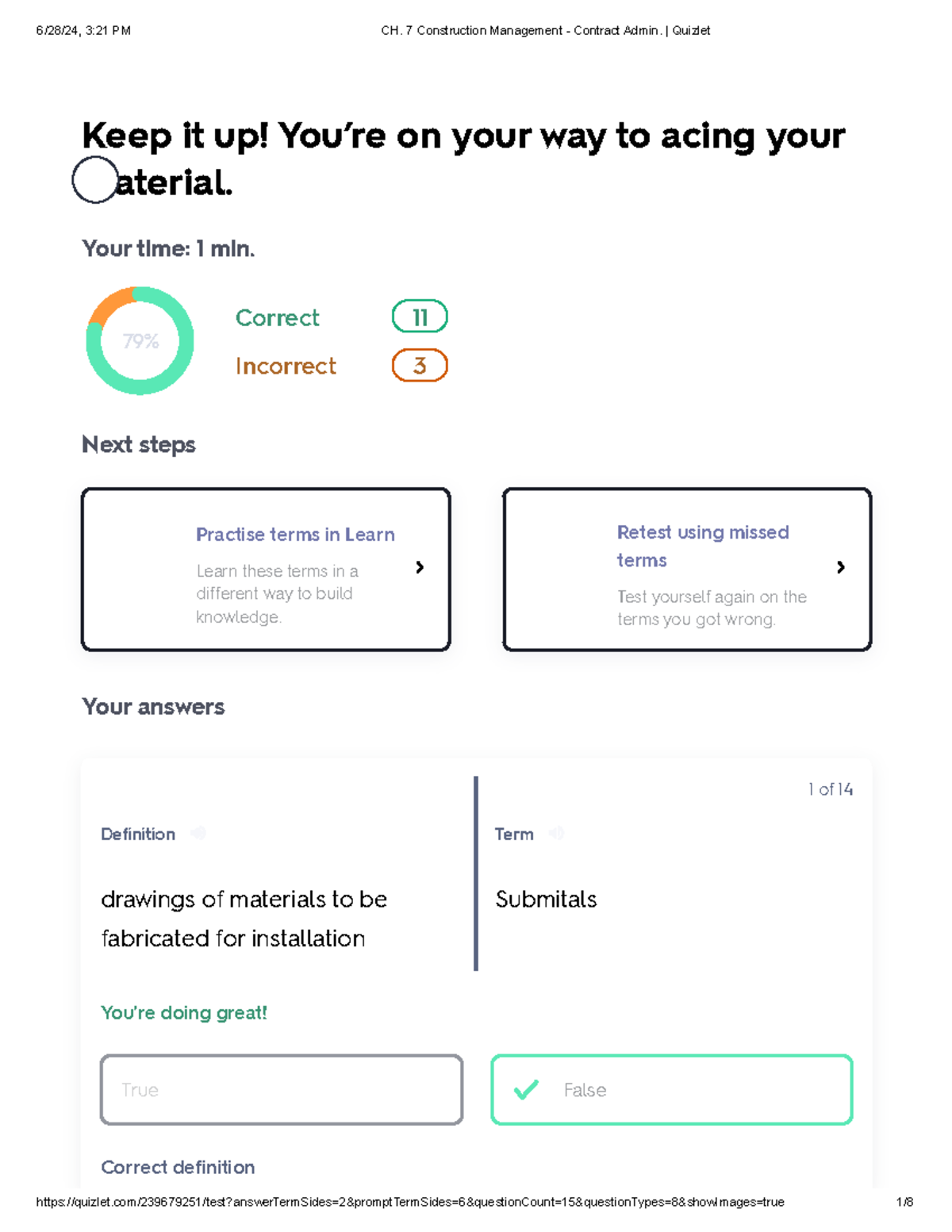 Miranda Q2a - quiz - Keep it up! You’re on your way to acing your material. Your time: 1 min. 79 ...