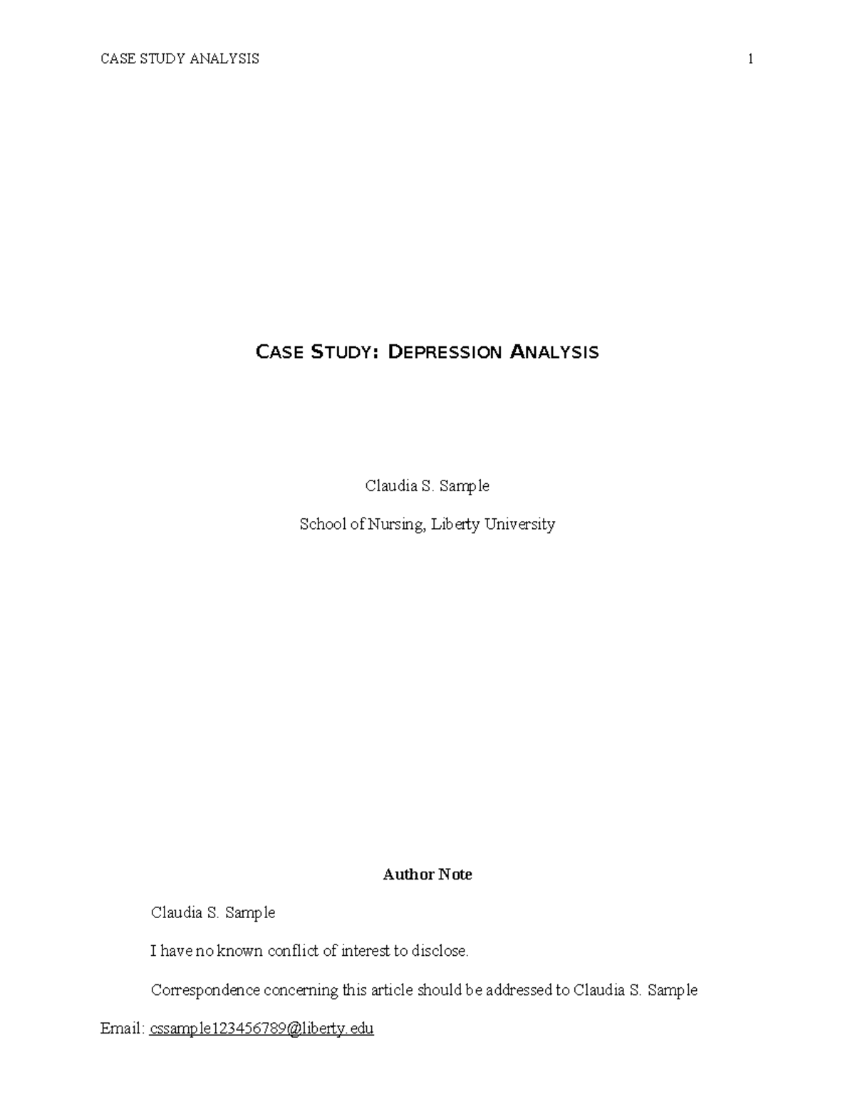 Case Study Depression - CASE STUDY ANALYSIS 1 CASE STUDY: DEPRESSION ...